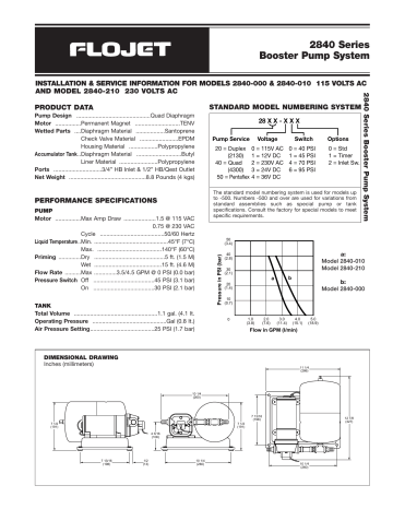 Multiplex Flojet 2840 Series booster pump Installation Guide | Manualzz