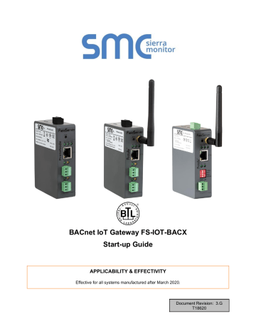 Configuring the BACnet IoT Gateway. FieldServer BACnet IoT Gateway ...