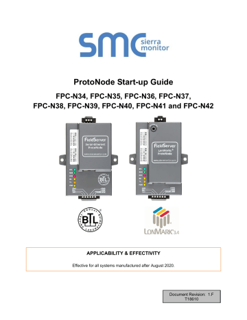FieldServer ProtoNode Start-up Guide | Manualzz