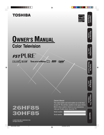Toshiba 30HF85 Television User Guide | Manualzz