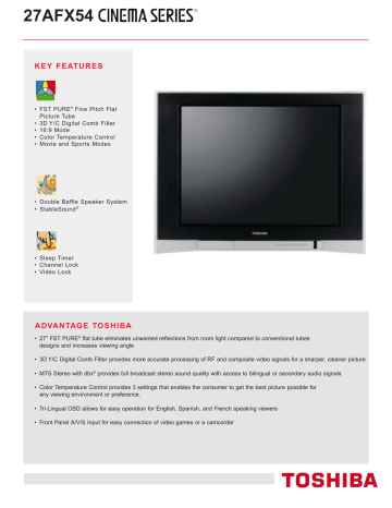 Toshiba 27AFX54 Television Specification | Manualzz