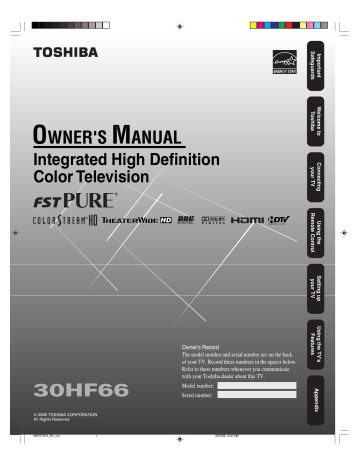 Toshiba 30HF66 Television User Guide | Manualzz