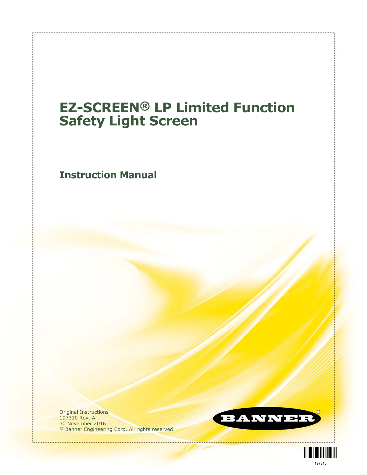 Banner EZ-SCREEN Instruction Manual | Manualzz