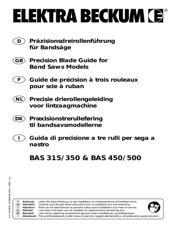 Elektra Beckum BAS 315, BAS 350, BAS 450, BAS 500 Manual | Manualzz