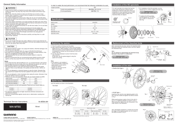Shimano WH-MT65 Wheel Service Instructions | Manualzz