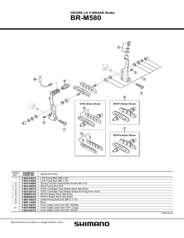 Shimano BR-M580 V-BRAKE Exploded View | Manualzz