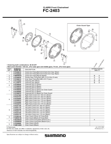Shimano FC-2403 Set Engkol Exploded View | Manualzz