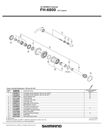 Shimano FH-6800 Freehub Exploded View | Manualzz