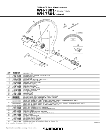 Shimano WH-7801 Roda Exploded View | Manualzz