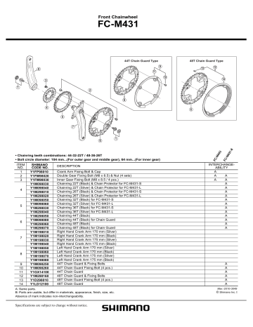 Shimano FC-M431 Set Engkol Exploded View | Manualzz