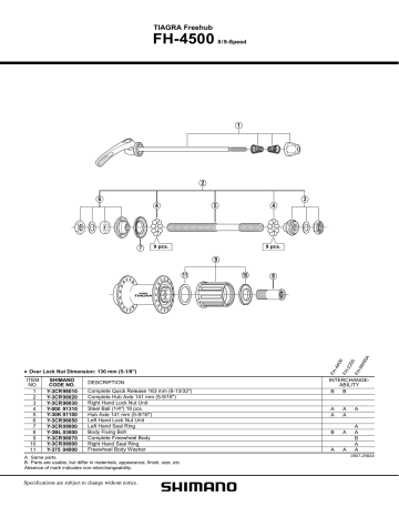 Shimano FH-4500 Freehub Exploded View | Manualzz