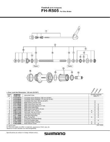 Shimano FH-R505 Freehub Exploded View | Manualzz
