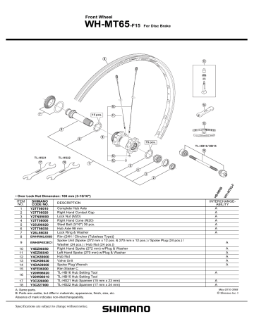 Shimano WH-MT65-F15 Roda Exploded View | Manualzz