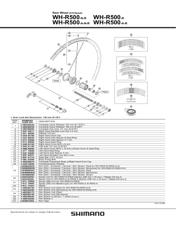 Shimano WH-R500 Roda Exploded View | Manualzz