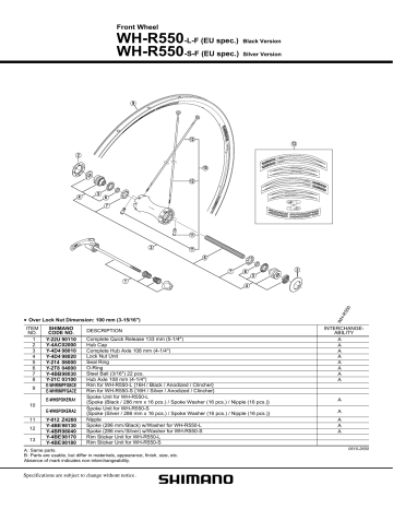 Shimano WH-R550 Roda Exploded View | Manualzz