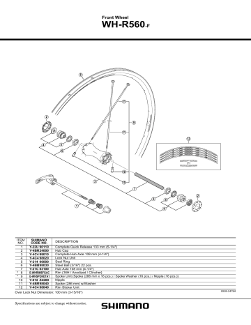 Shimano WH-R560 Roda Exploded View | Manualzz