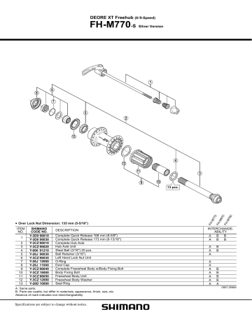 Shimano FH-M770 Freehub Exploded View | Manualzz
