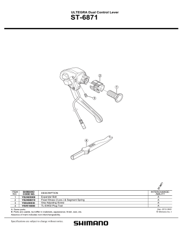 Shimano ST-6871 Tuas Perpindahan/Rem Exploded View | Manualzz