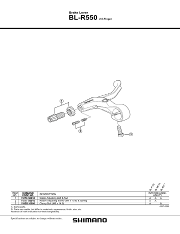 Shimano BL-R550 Tuas Rem Exploded View | Manualzz