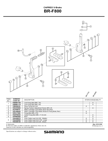 Shimano BR-F800 V-BRAKE Exploded View | Manualzz