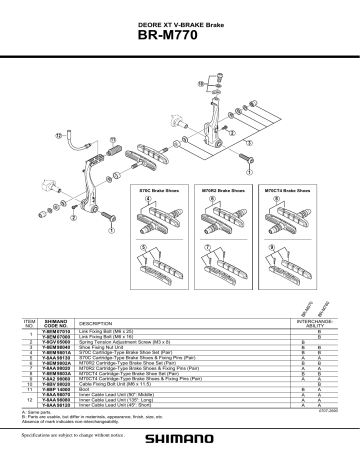Shimano BR-M770 V-BRAKE Exploded View | Manualzz