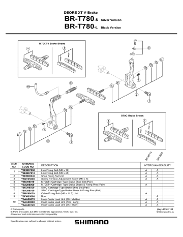Shimano BR-T780 V-BRAKE Exploded View | Manualzz