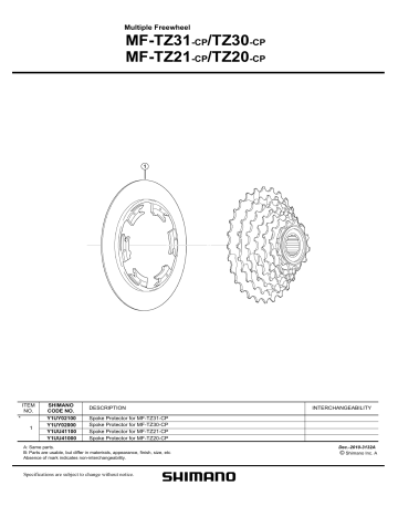 Shimano MF-TZ21 Cassette Sprocket Exploded View | Manualzz