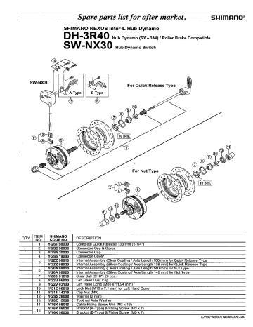 Shimano SW-NX30 Komponen Kecil Exploded View | Manualzz