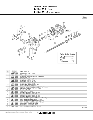 Shimano RH-IM10 Freehub Exploded View | Manualzz