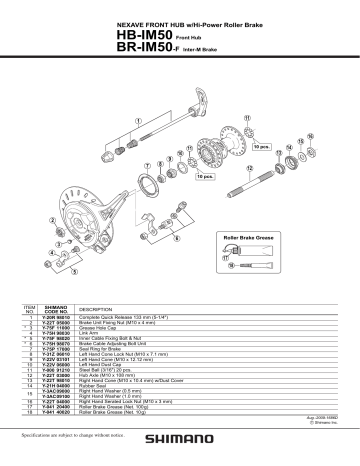 Shimano BR-IM50 Rem Teromol Exploded View | Manualzz
