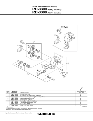 Shimano RD-3300-A Pemindah Gigi Belakang Exploded View | Manualzz