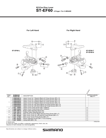 Shimano ST-EF60 Tuas Perpindahan/Rem Exploded View | Manualzz
