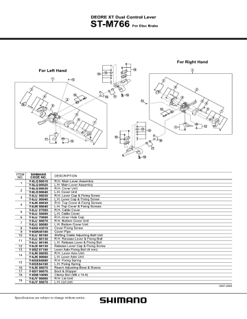 Shimano ST-M766 Tuas Perpindahan/Rem Exploded View | Manualzz