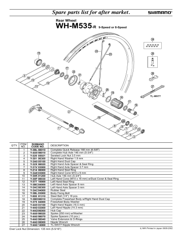 Shimano WH-M535 Roda Exploded View | Manualzz