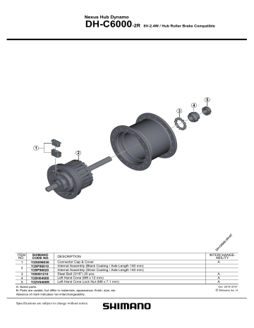 Shimano DH-C6000-2R Dinamo Hub Exploded View | Manualzz
