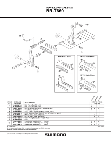 Shimano BR-T660 V-BRAKE Exploded View | Manualzz