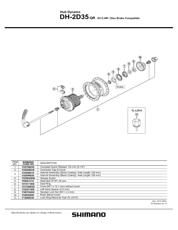 Shimano DH-2D35 Dinamo Hub Exploded View | Manualzz