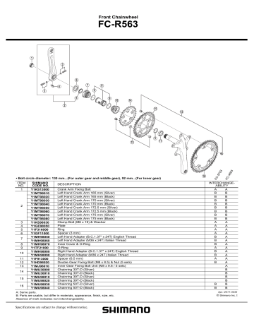 Shimano FC-R563 Set Engkol Exploded View | Manualzz