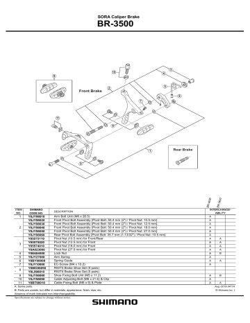Shimano BR-3500 Rem Kaliper Exploded View | Manualzz
