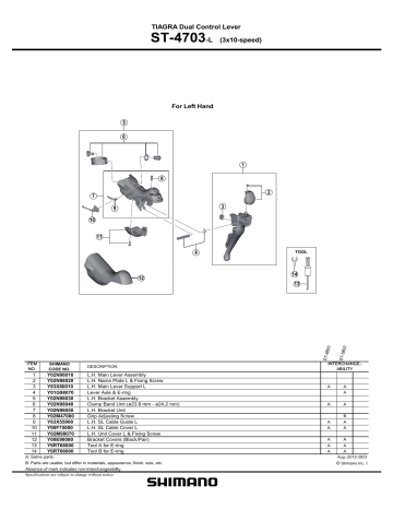 Shimano ST-4703 Tuas Perpindahan/Rem Exploded View | Manualzz