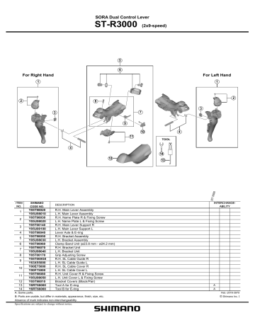 Shimano ST-R3000 Tuas Perpindahan/Rem Exploded View | Manualzz