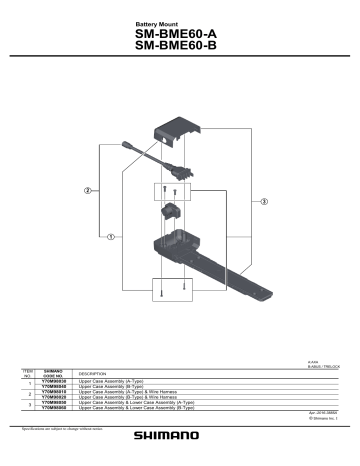 Shimano SM-BME60 배터리 마운트 Exploded View | Manualzz