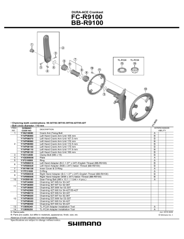 Shimano FC-R9100 Set Engkol Exploded View | Manualzz