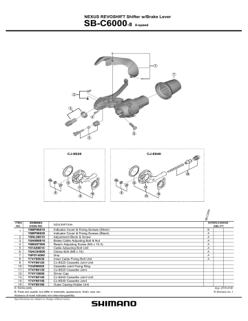 Shimano SB-C6000-8 Tuas Perpindahan/Rem Exploded View | Manualzz