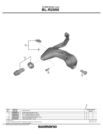 Shimano BL-R2000 Tuas Rem Exploded View | Manualzz