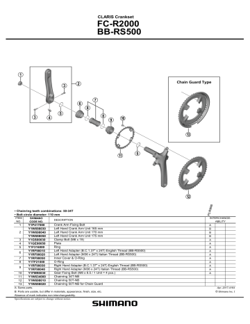 Shimano FC-R2000 Set Engkol Exploded View | Manualzz