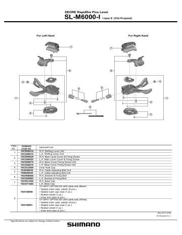 Shimano SL-M6000-I Tuas Pemindah Exploded View | Manualzz