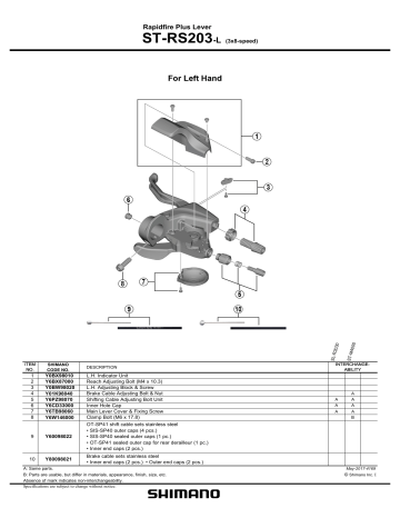Shimano ST-RS203 Tuas Perpindahan/Rem Exploded View | Manualzz