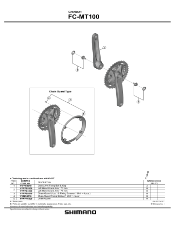 Shimano FC-MT100 Set Engkol Exploded View | Manualzz