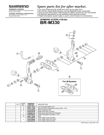 Shimano BR-M330 V-BRAKE Exploded View | Manualzz
